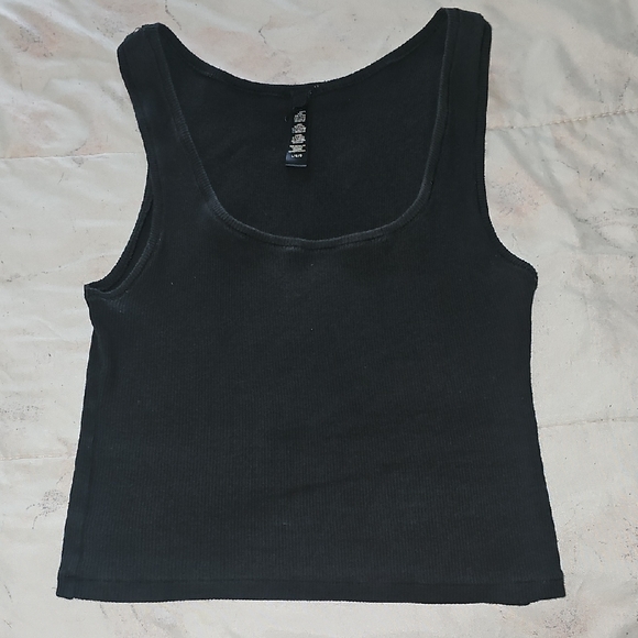 SKIMS | Tops | Skims Black Fitted Crop Tank Top | Poshmark